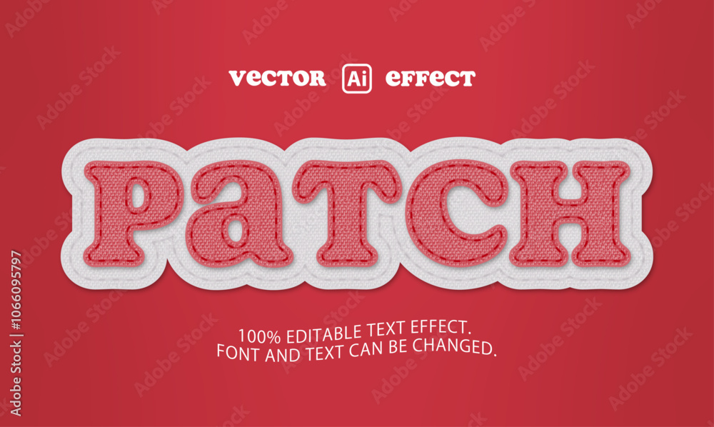 fabric patch text effect. 100% editable vector. Stock Vector | Adobe Stock