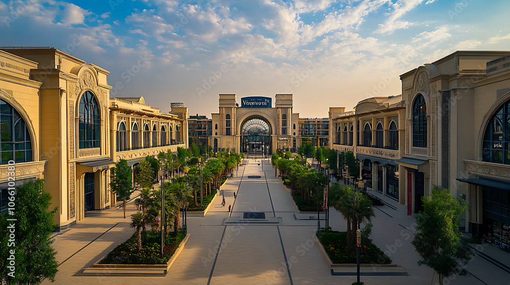 Ilustración de Stock View of Place Vendome Mall in Lusail City, Qatar ...