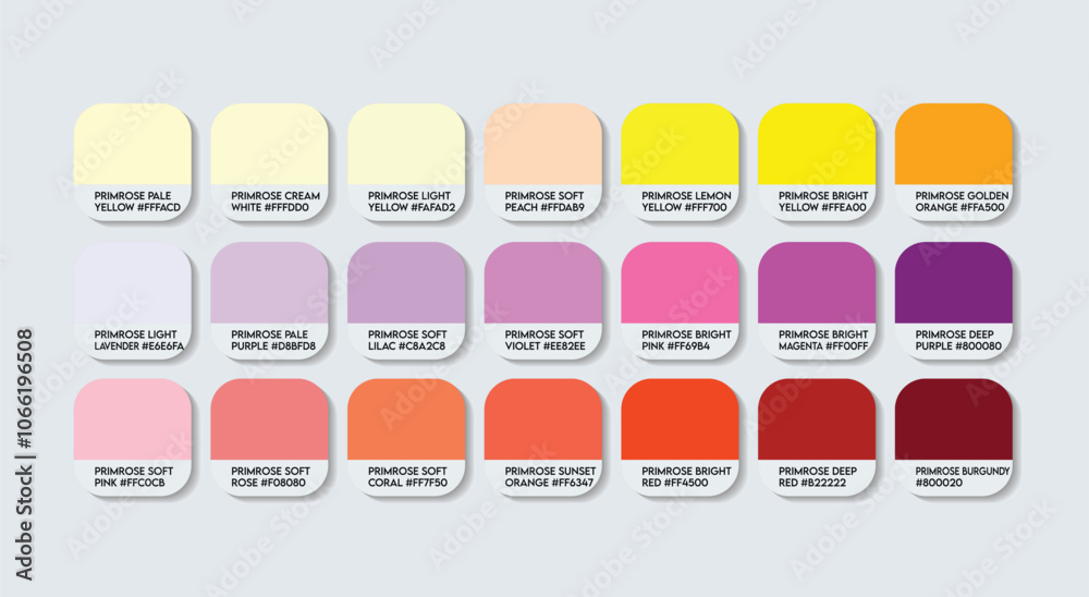 Primrose Flower Color Palette, Primrose Color Guide Palette with Color ...