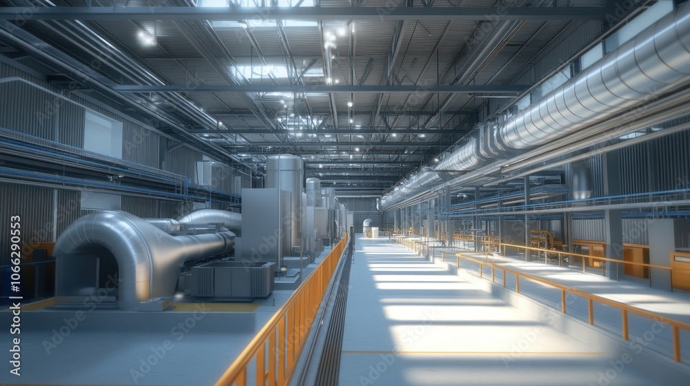 Industrial ventilation installation, featuring climate-controlled ducts ...