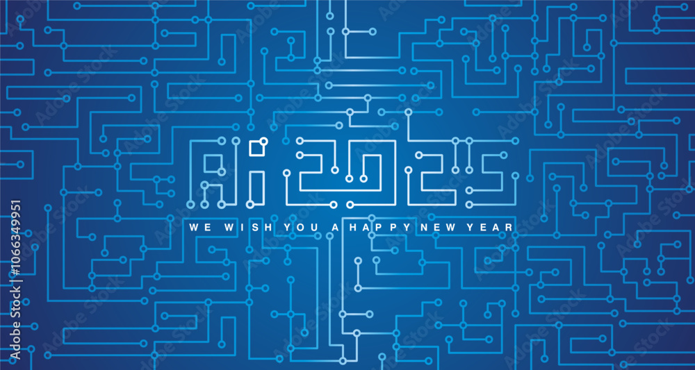 Ai Circuit Board 2025. Happy New Year 2025 eve. Technology GPU ...