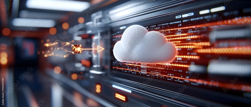 Cloud Storage Hologram with Real Time Sync Options for Database Management Futuristic Digital ...