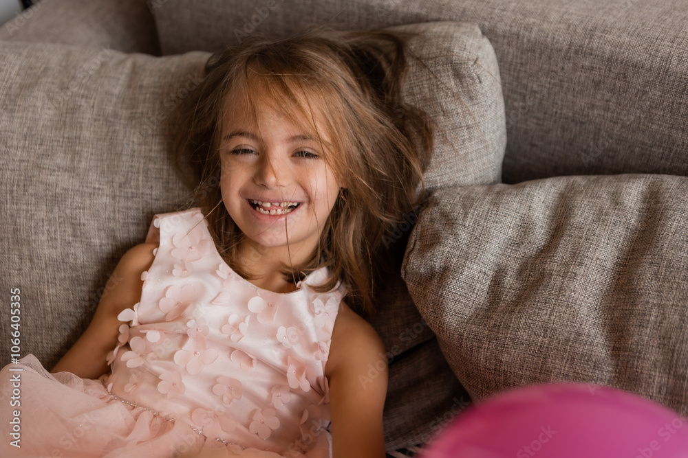 little girl with down syndrome celebrates her birthday at home Stock ...
