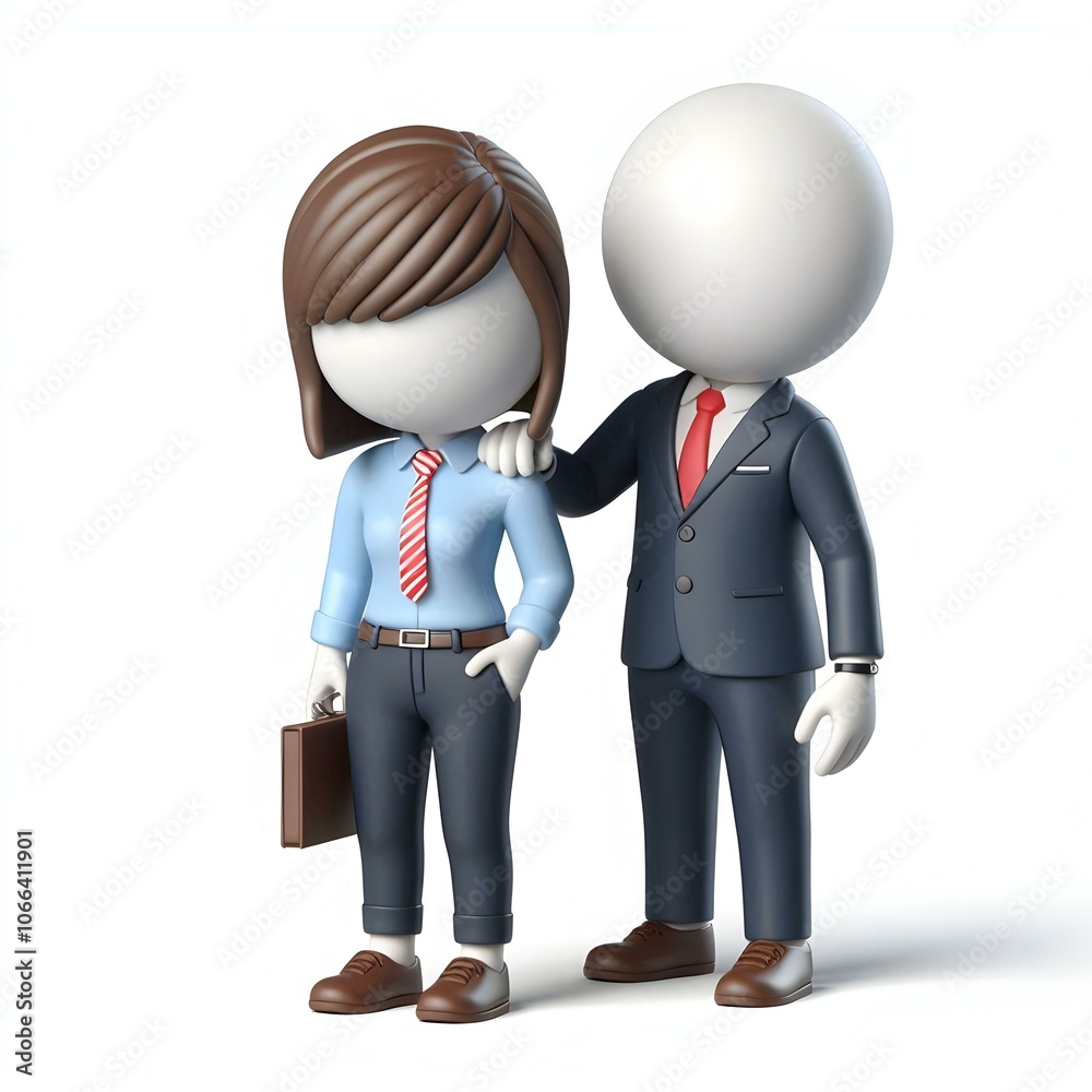 3D Candid Boss Pat on Back Employee Appreciation Icon White Background ...