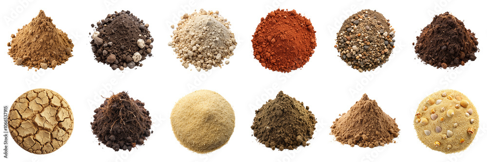 Soil types isolated on transparent background. Collection of various ...