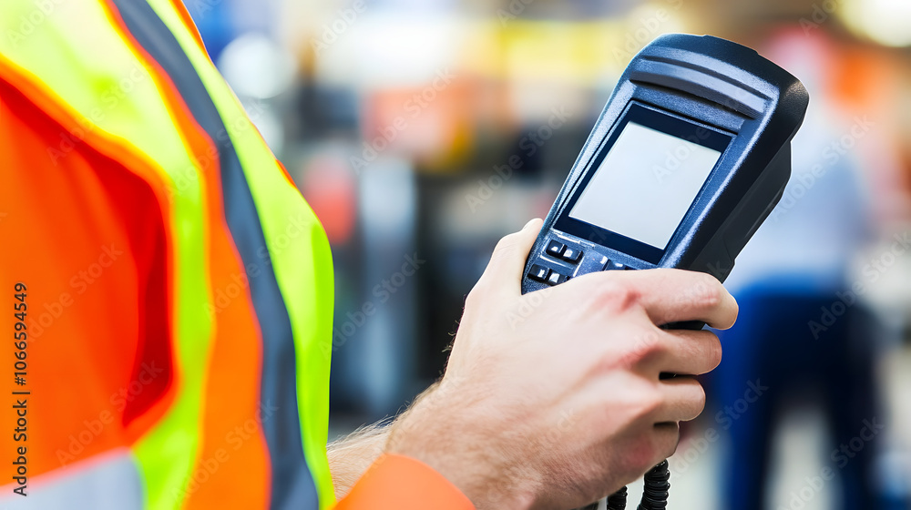 Security Personnel at an Airport Using a Handheld Scanner to Check ...