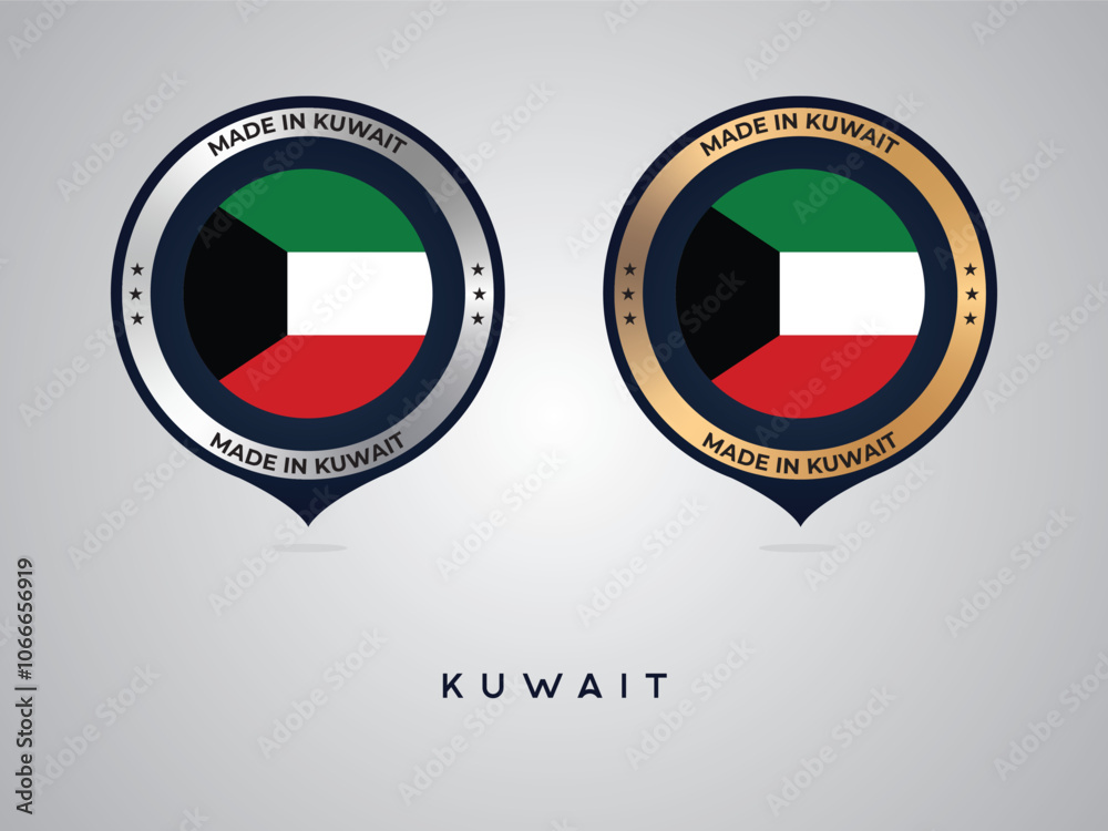 Made in Kuwait. labels, stickers, pointer, badge and symbol of Kuwait ...