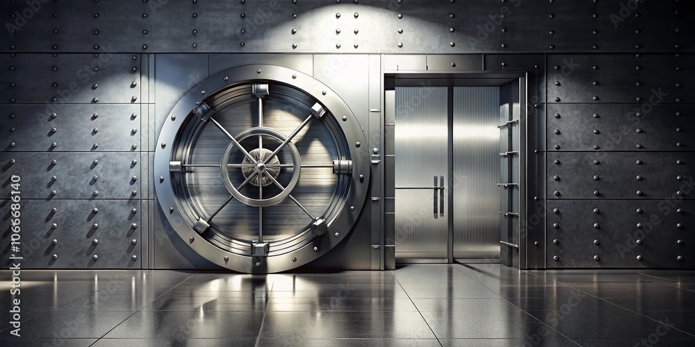 Minimalist Vault Door Design in Industrial Style, Showcasing Steel ...