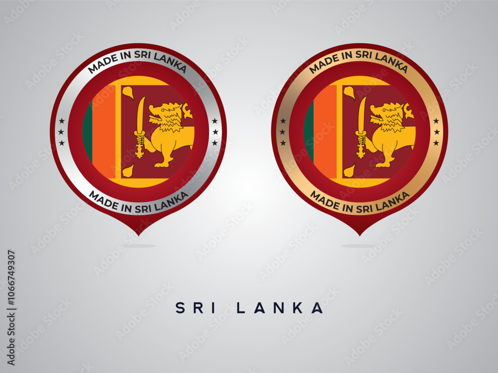 Made in Sri Lanka. labels, stickers, pointer, badge and symbol of Sri ...