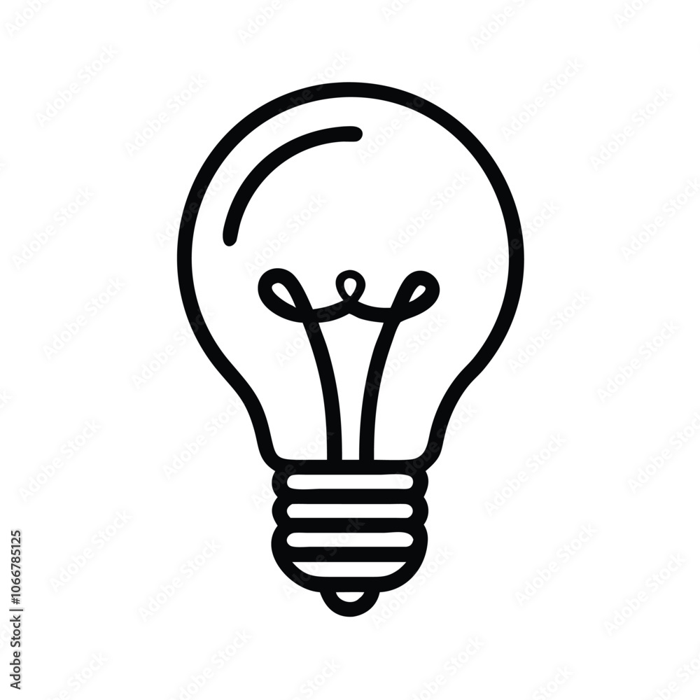 Minimalist Light Bulb Outline Icon, Simple black outline of a light ...