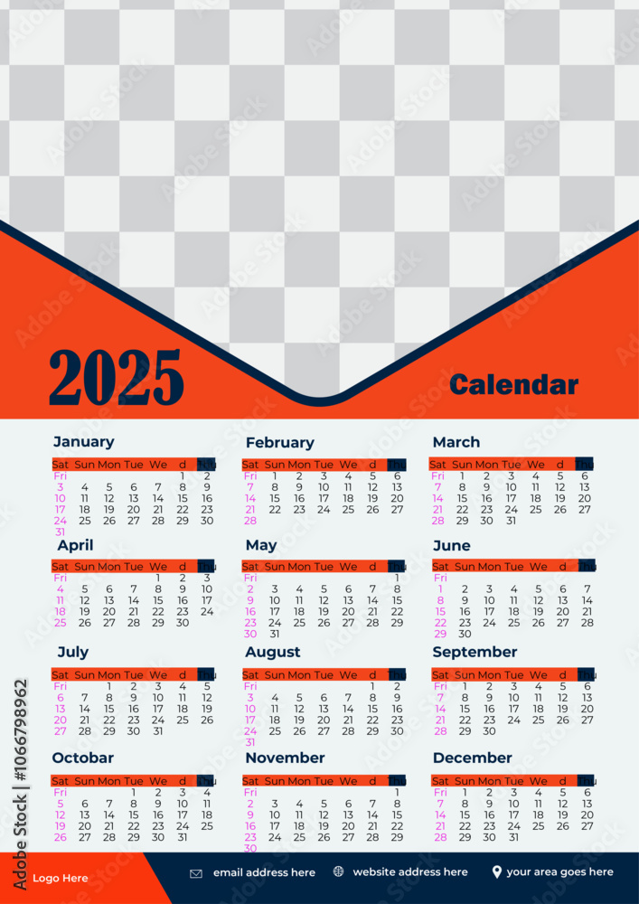 Wall Calendar 2025, Wall calendar design template for 2025, minimalist ...