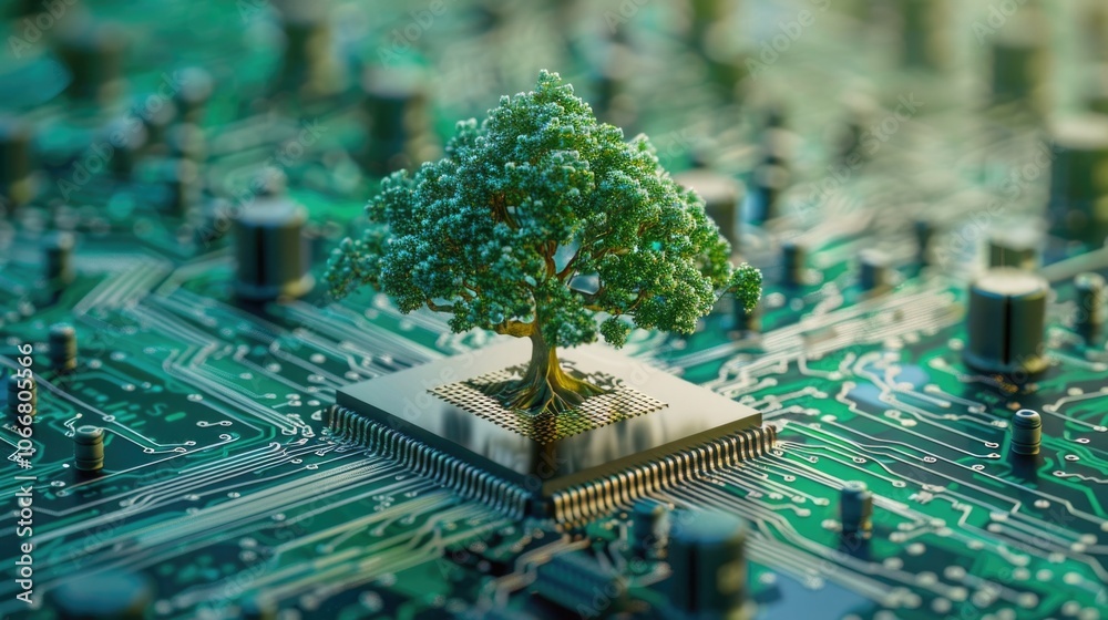 Pc Board. Sublime Image of Tree on Microchip Circuit Board Symbolizing ...
