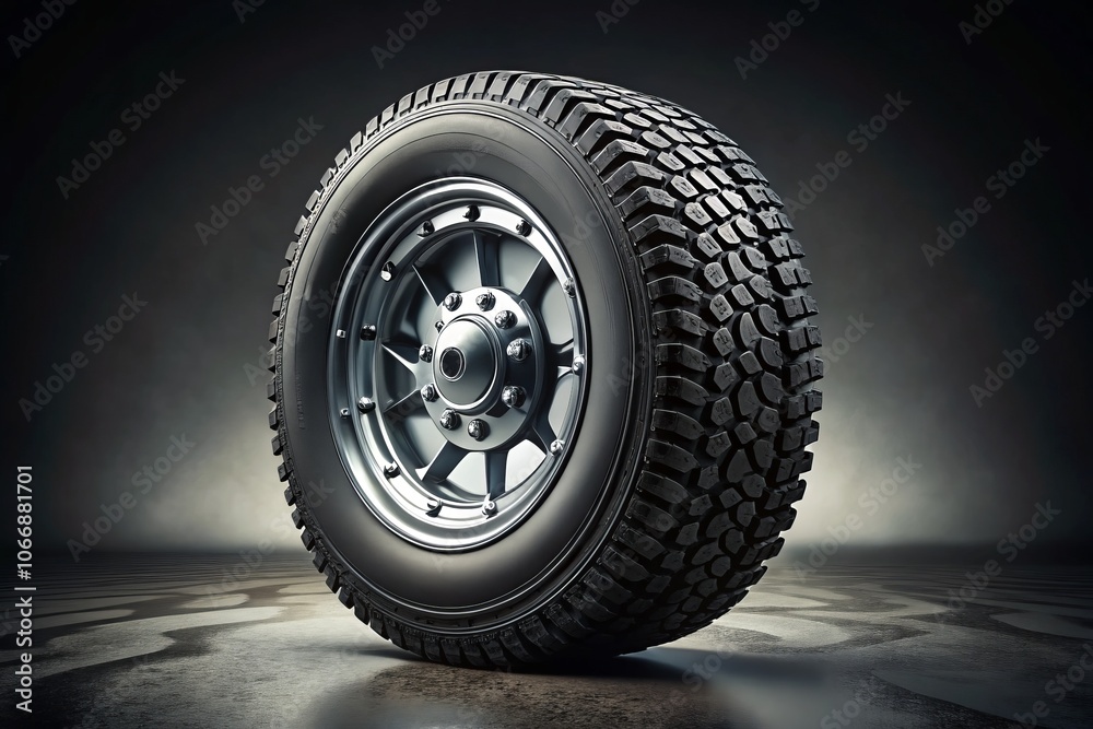 Isolated Surreal Photography of a New Rear Truck Wheel on Hub with ...