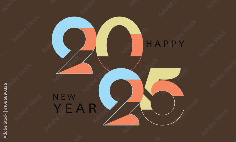 Happy New Year covers 2025. Modern and simple number design with ...
