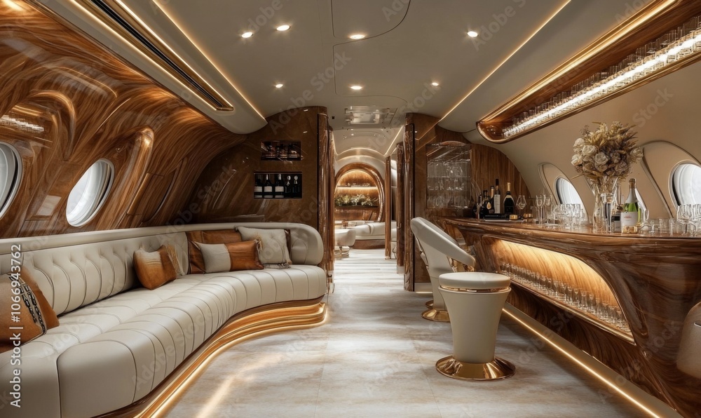 3D model of a luxury private jet interior, complete with leather ...