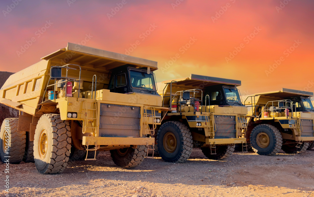 Mining truck in open-pit mining. Heavy machinery Construction equipment ...
