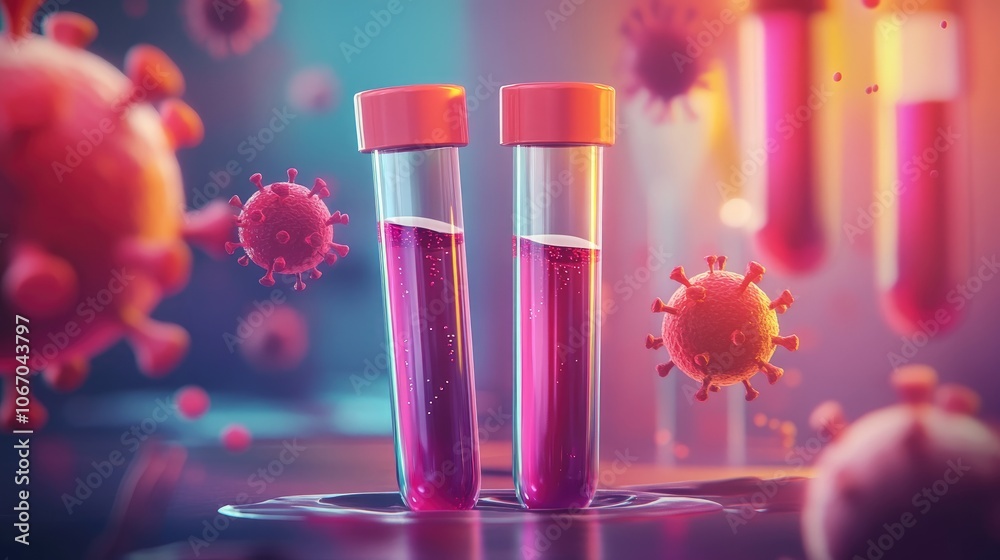 Illustration Stock Epstein Barr Virus DNA test tube filled with blood ...