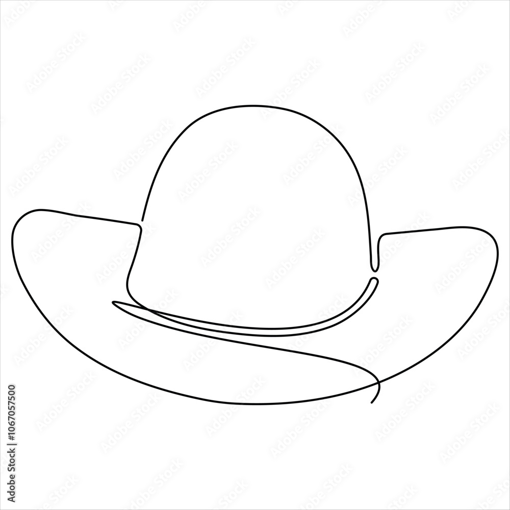Single line continuous drawing of cowboy hat simple cowboy hat line art ...