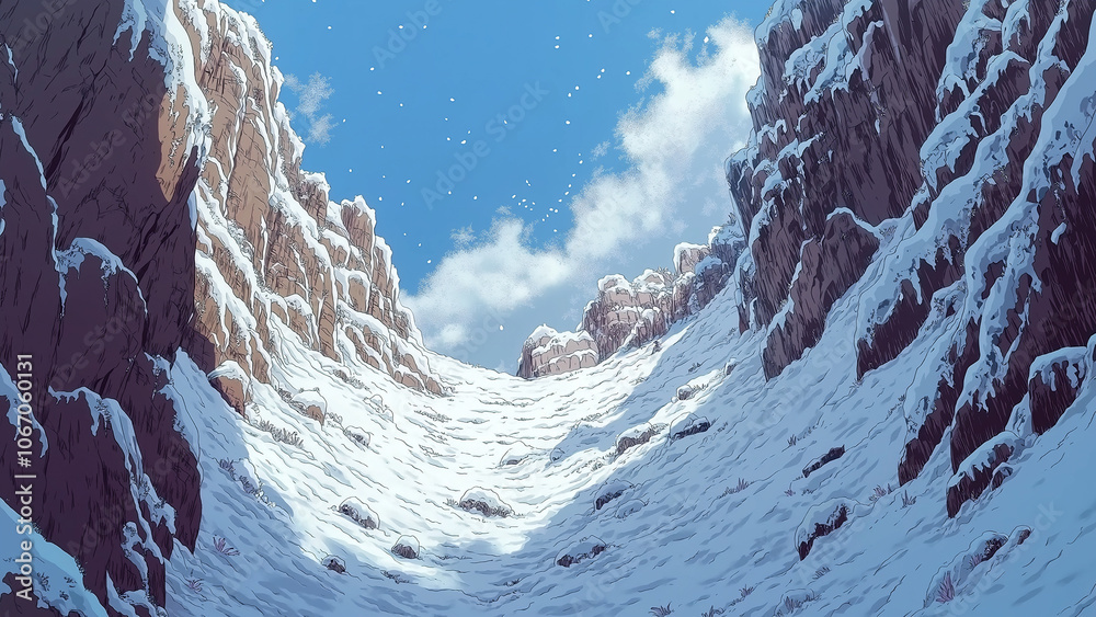 Looking up the rocky mountain from below. Illustrations that look like ...