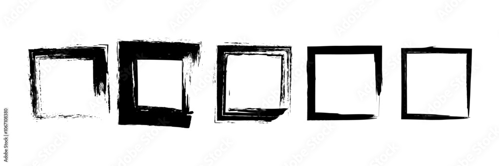 Vector set of square ink brush strokes as a representation of modern ...