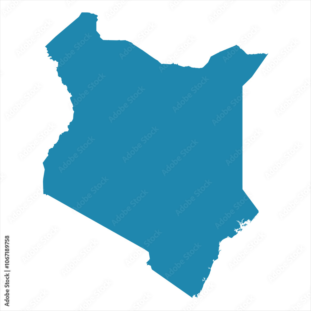 Abstract - High Detailed blue Map of Kenya isolated on white background ...