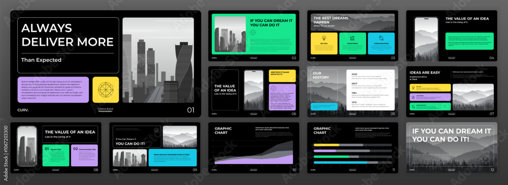 Modern Powerpoint presentation template set. Creative Keynote ...