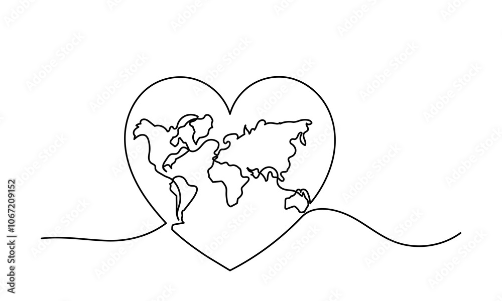 kindness care heart.Continuous line drawing of heart. protect our ...