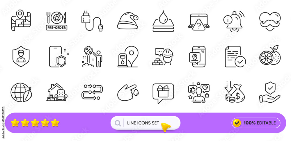 Methodology, Information bell and Pre-order food line icons for web app ...