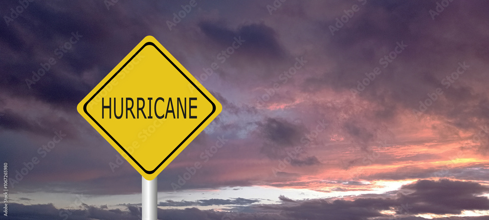 danger,caution,Hurricane Idalia warning sign against a powerful stormy ...