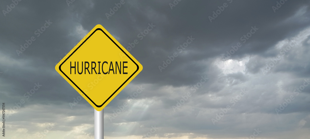 danger,caution,Hurricane Idalia warning sign against a powerful stormy ...