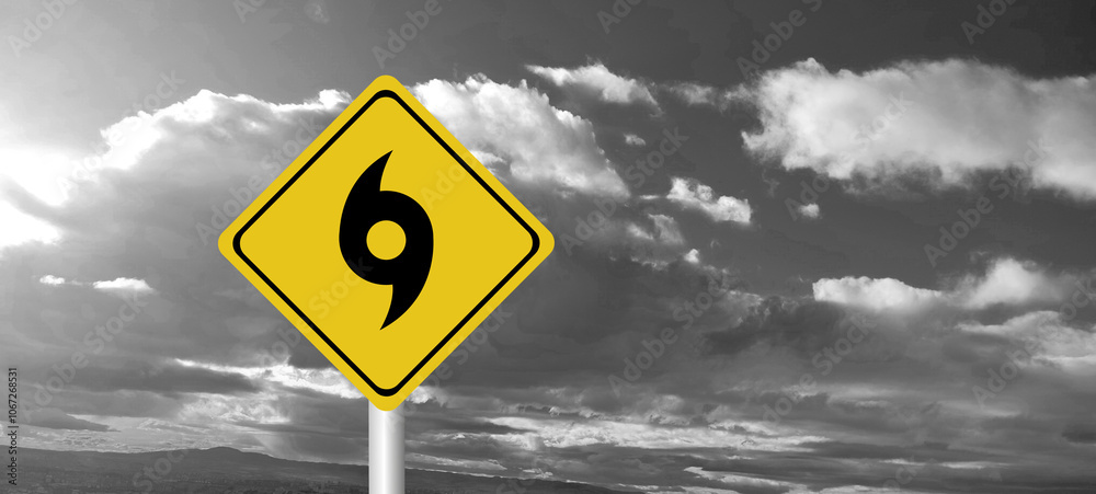 danger,caution,Hurricane Idalia warning sign against a powerful stormy ...