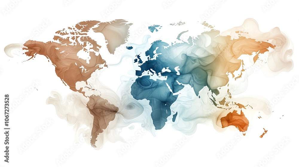 Simplified Earth map showing carbon absorption zones, netzero goals ...