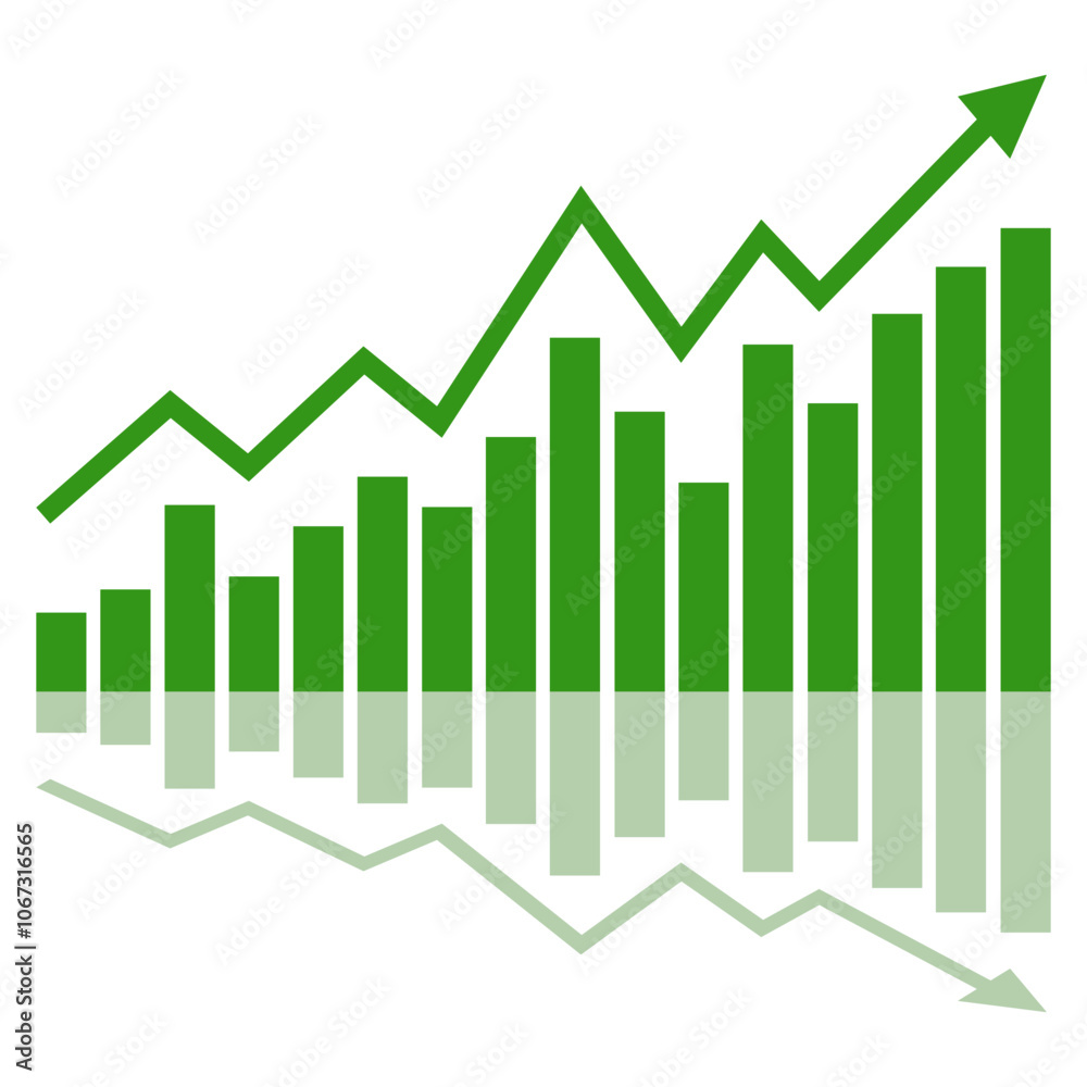 Business success chart reflection diagram with arrows, profit growth ...
