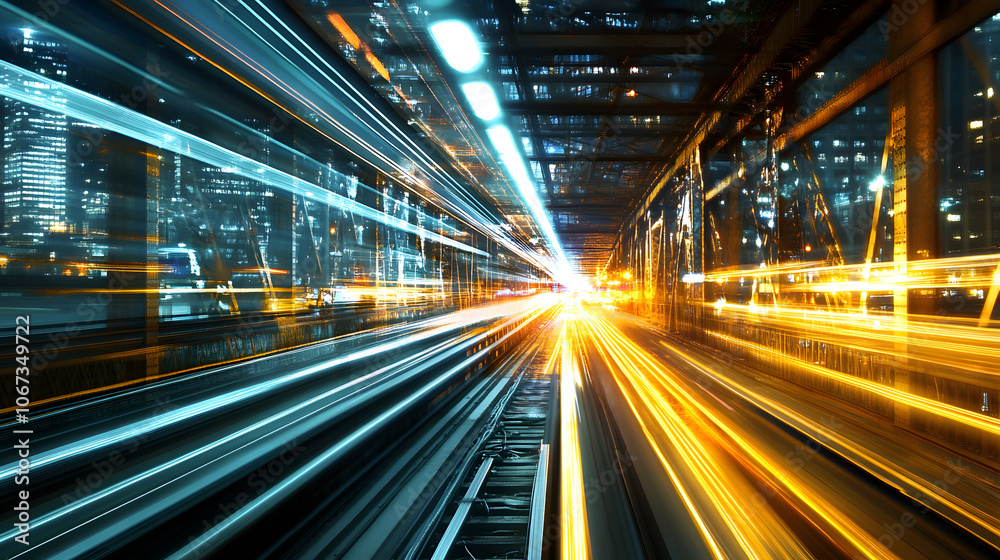 Dynamic photo of rail transport with freight trains in motion Stock ...