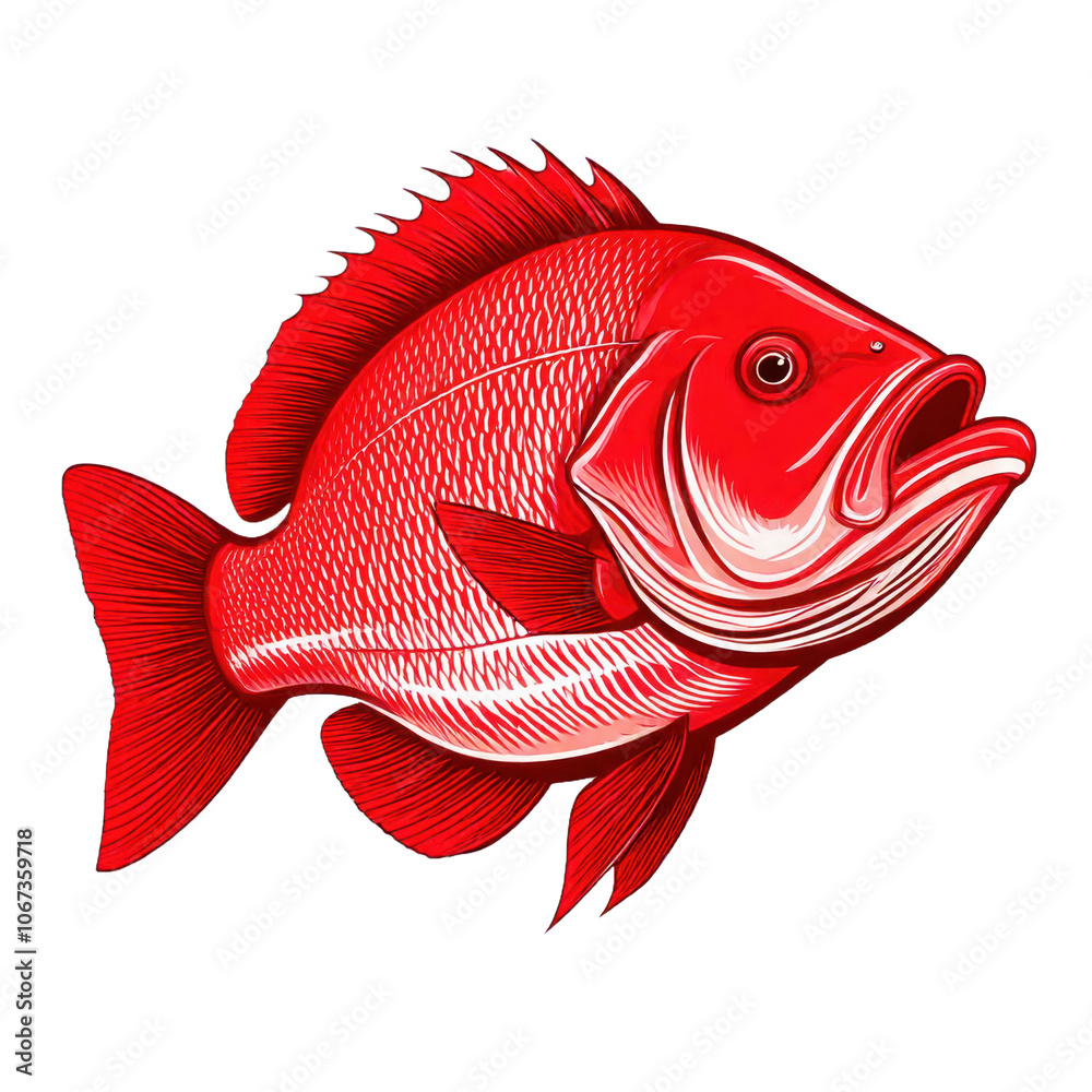 red snapper fish isolated on white transparent background png Stock ...