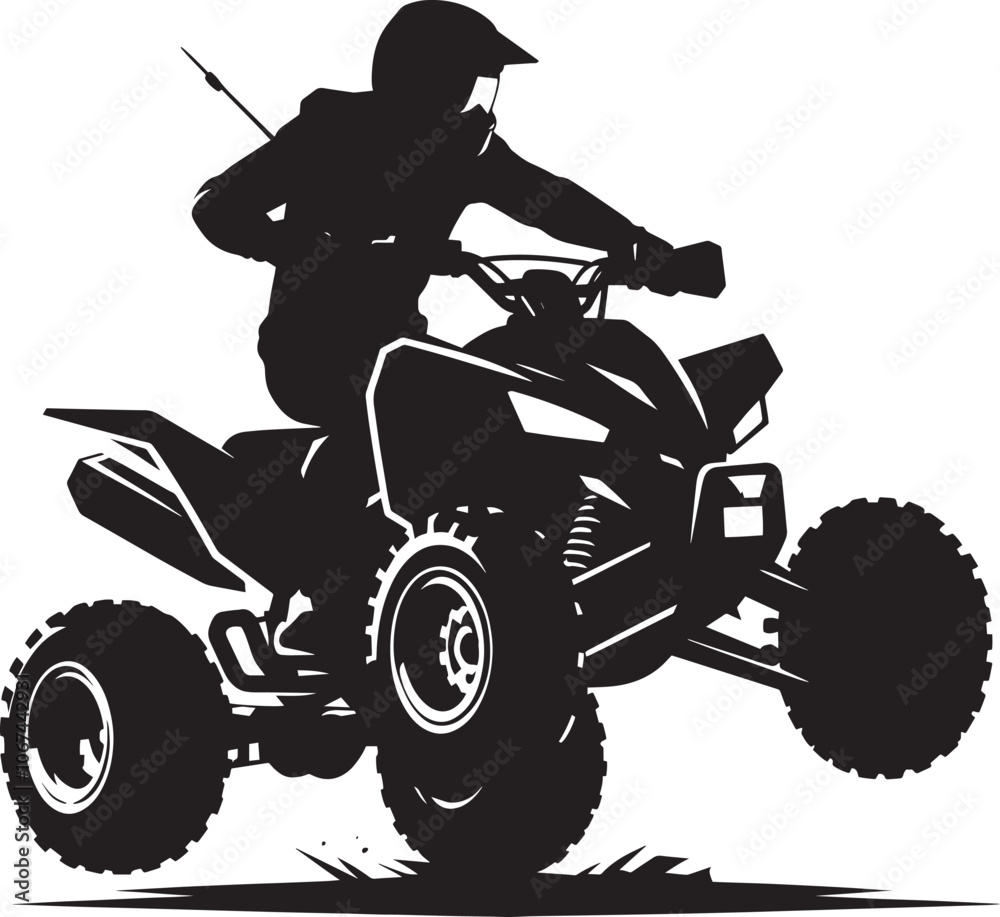 ATV Quad bike vehicle rider silhouette vector illustration isolated on ...