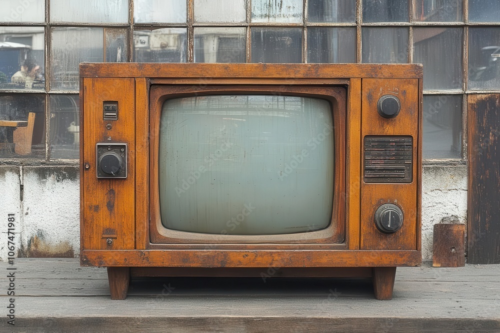 vintage wooden tv box cut out framed for nostalgic effect inviting ...