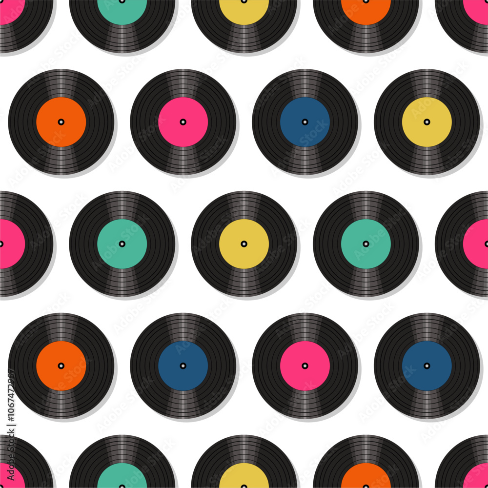 Seamless pattern print wallpaper with vinyl record discs music ...