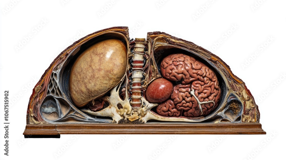 Cross-section of human torso anatomy, detailed organ placement ...