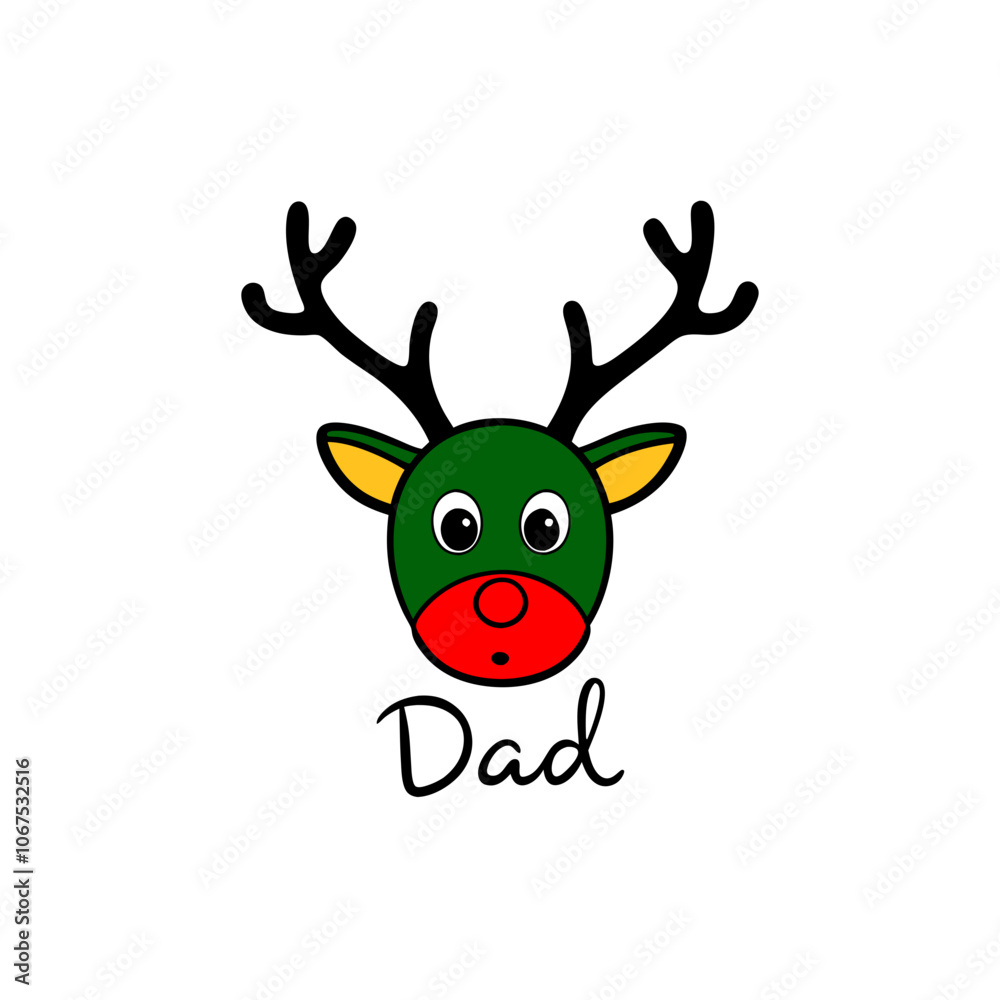 Cute Reindeer Family Christmas Clipart with Dad Typography - Vector ...