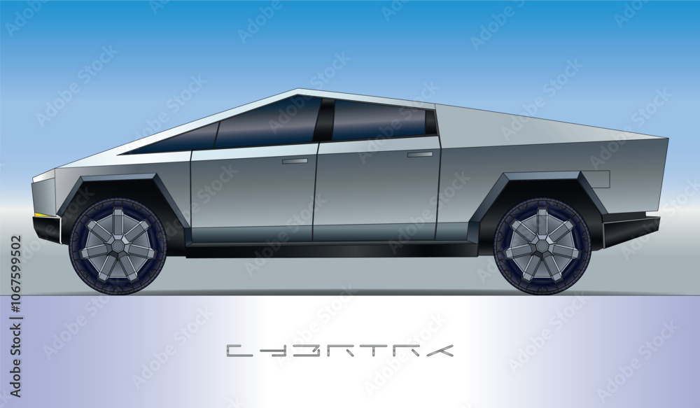 United States, year 2019, Tesla Cybertruck concept car, silhouette ...