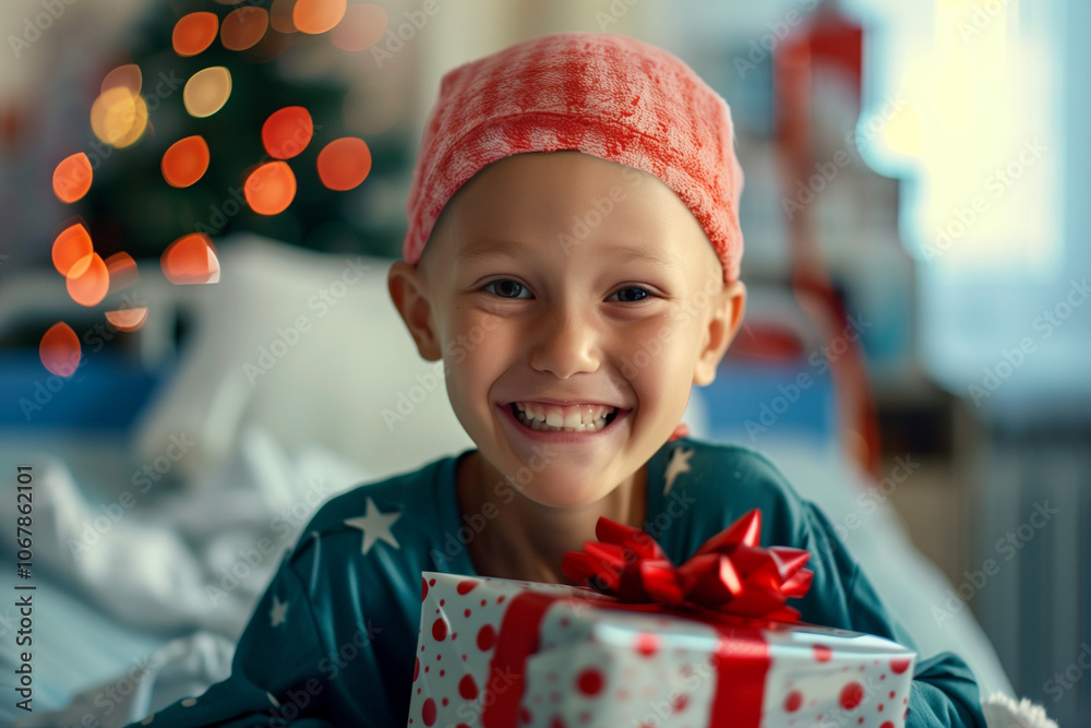 Child with Cancer at Christmas Receiving Santa’s Gift in Hospital Room to Spread Holiday Cheer ...