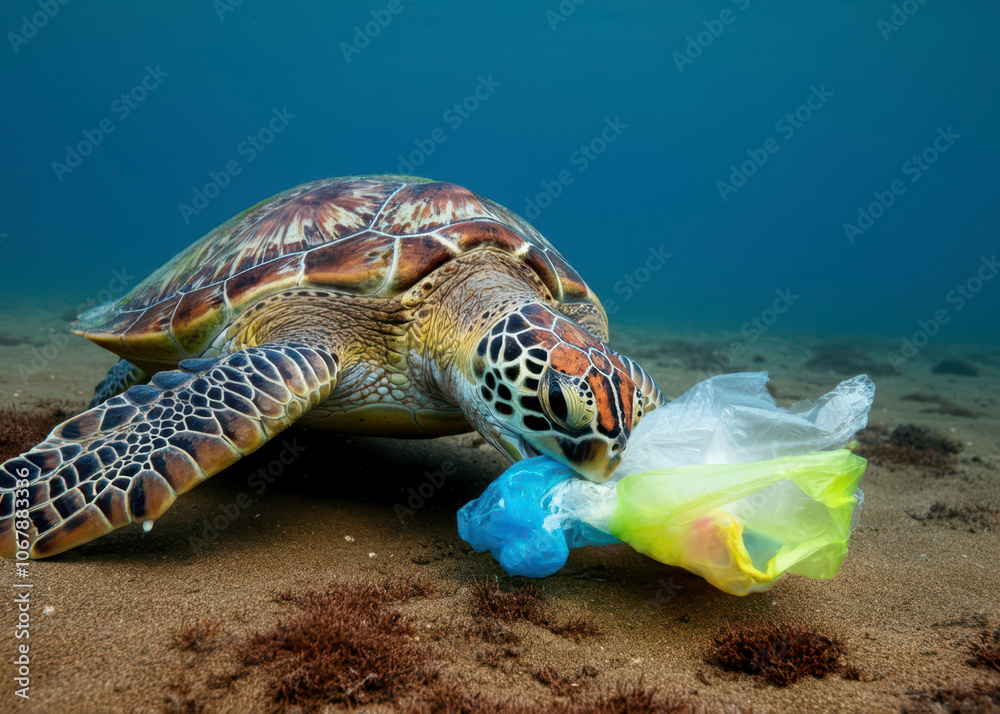 Sea Turtle eats plastic bag, plastic pollution in ocean problem ...