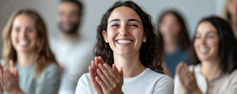 Colleagues clapping with big smiles, modern office, celebrating success ...