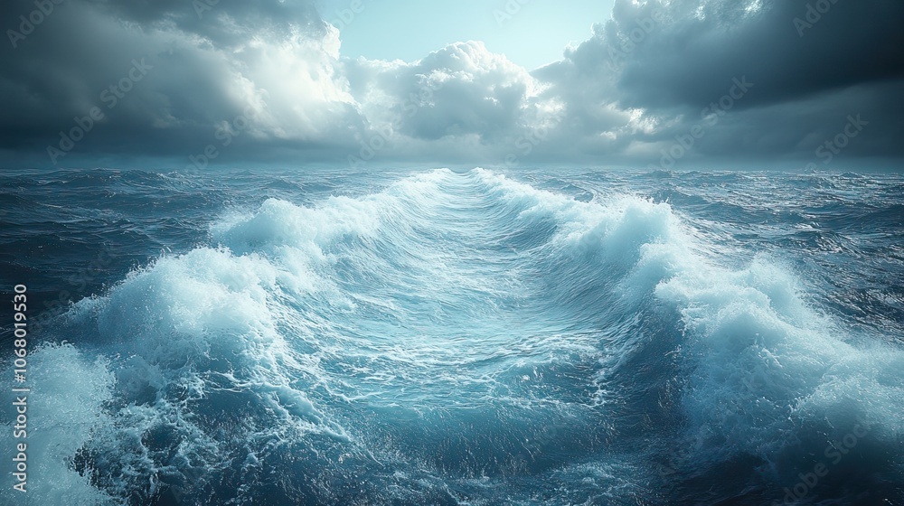 An artistic illustration of the ocean parting to reveal a canal ...