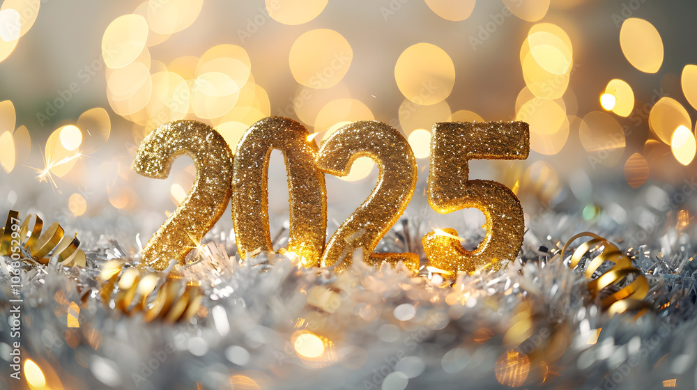 2025 written with sparkling letters, light background, happy new year ...