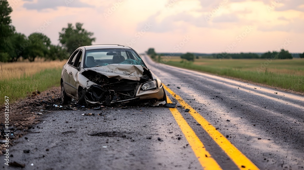 High speed collision on a rural country road with one car flipped onto ...