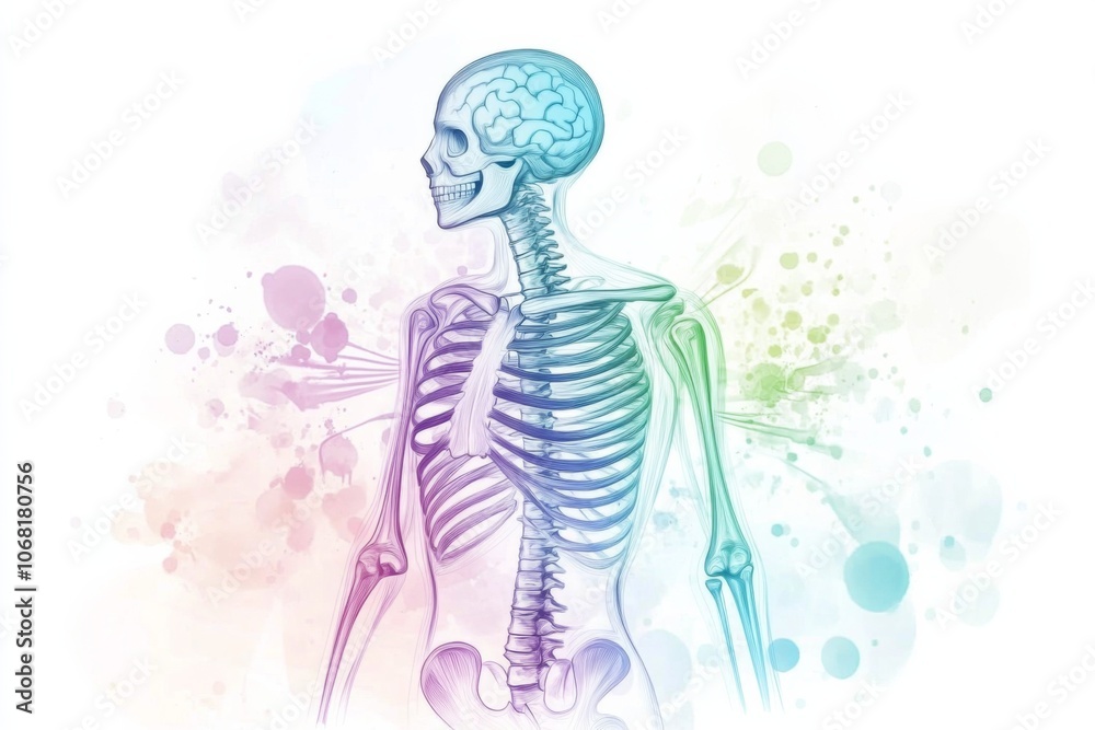 Watercolor clipart of human upper torso anatomy on white background ...