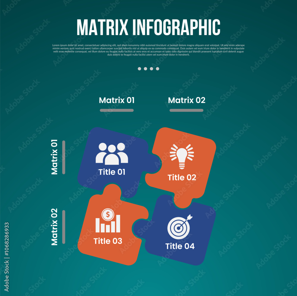 Matrix Structure Dimensions Template Infographic With Puzzle Jigsaw Cycle Circular Structure