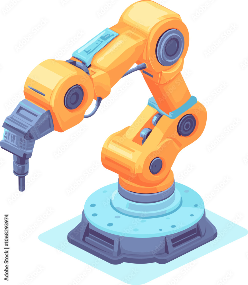A modern robotic arm cartoon isolated on transparent background. Vector ...